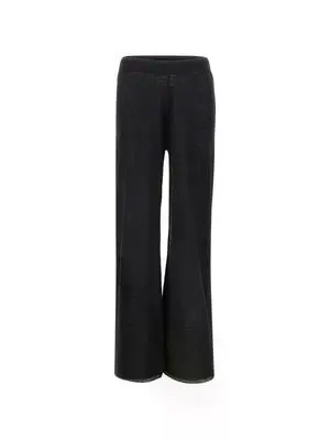 KANGRA Linen-knit Straight-leg Trousers - Black