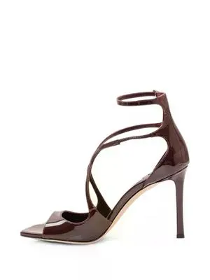 JIMMY CHOO Azia Patent Leather Heeled Sandals - Brown