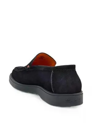 Santoni Suede Almond-toe Loafers