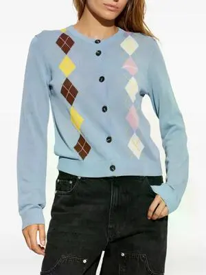 GANNI Argyle-pattern Cotton Cardigan