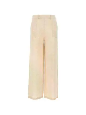 KANGRA Ribbed-edge Palazzo Pants - Neutrals