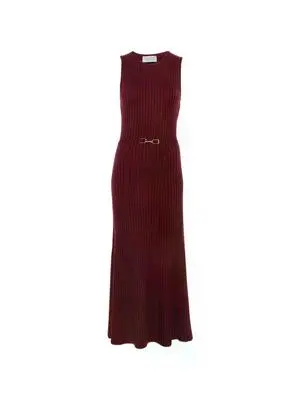Gabriela Hearst Belted Ribbed-knit Midi Dress - Red