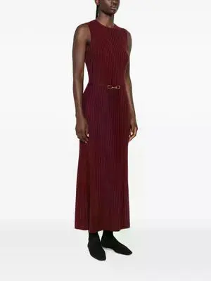 Gabriela Hearst Belted Ribbed-knit Midi Dress - Red