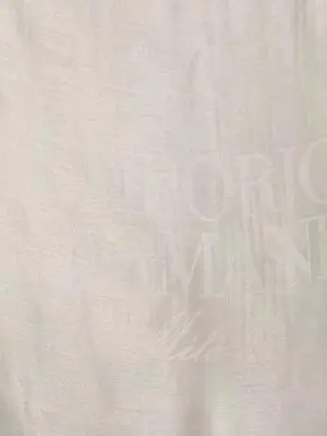 Emporio Armani Logo-jacquard Frayed-edge Scarf - Neutrals