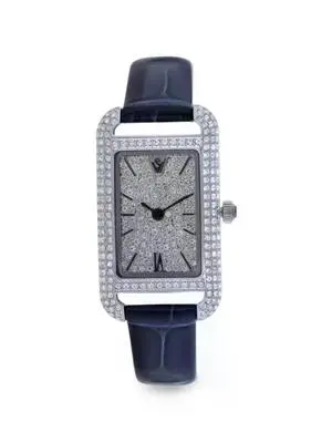 CHRISTIAN VAN SANT Opaline Crystal-embellished Rectangular Watch - Silver