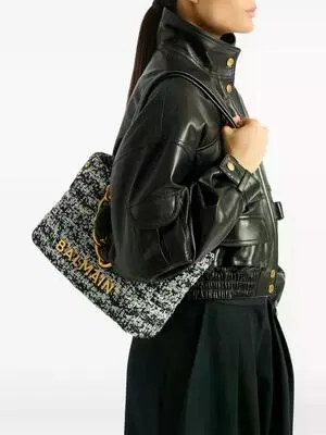 Balmain Small 1945 Soft Tweed Tote Bag