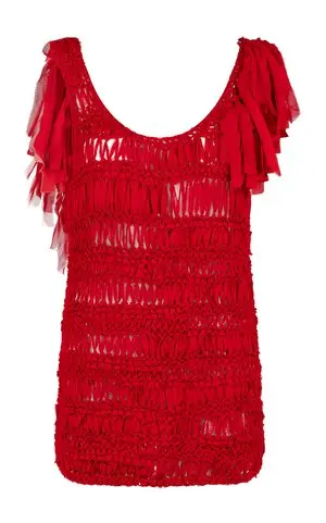 HEIRLOME Juanita Woven Silk Top - Red