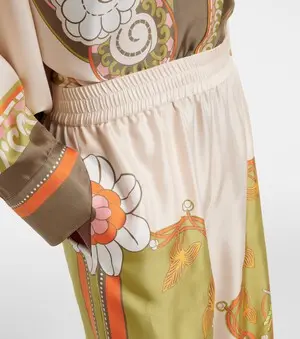 La DoubleJ Floral Silk Twill Palazzo Pants - Multicoloured
