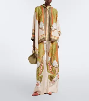 La DoubleJ Floral Silk Twill Palazzo Pants - Multicoloured