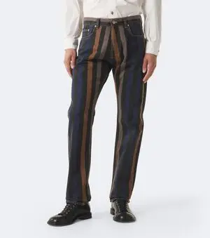 Versace Striped Straight Leg Jeans - Multicoloured