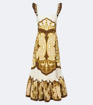 La DoubleJ Gingerbread Cotton-blend Midi Dress - Multicoloured