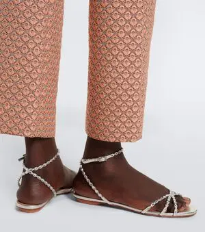 AQUAZZURA Love Struck Embellished Leather Sandals