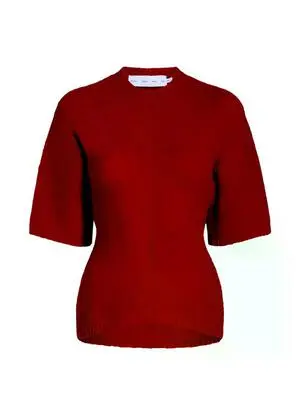 Proenza Schouler White Label Dana Striped-knit Sweater With Ribbed Short Sleeves - Red