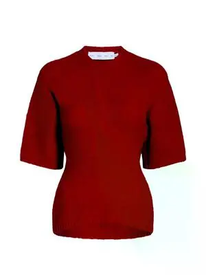 Proenza Schouler White Label Dana Striped-knit Sweater With Ribbed Short Sleeves - Red