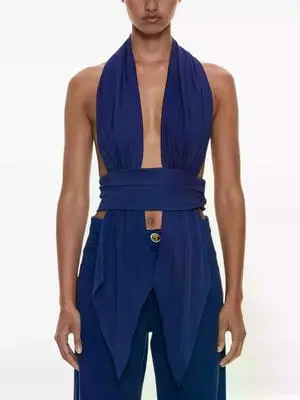 Christopher Esber Draped Halterneck Cropped Top - Blue