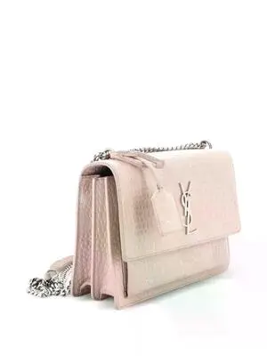Saint Laurent Sunset Crocodile Embossed Leather Medium Crossbody Bag - Neutrals