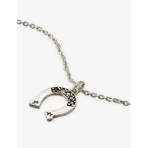 TWOJEYS Horseshoe Multi Stone Sterling -plated Brass Necklace