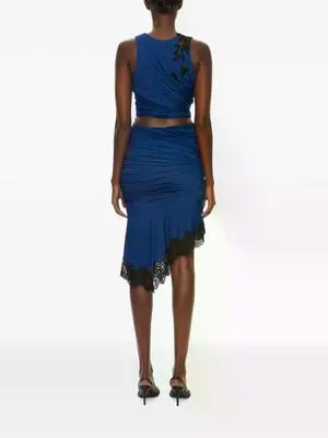 Christopher Esber Gathered Midi Skirt With Lace Trim