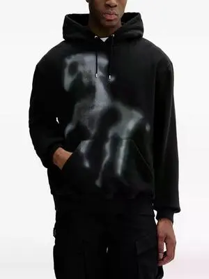 HELIOT EMIL Graphic Print Hoodie - Black