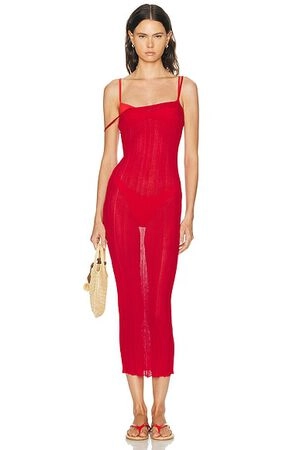 HAIGHT. Ivana Midi Knit Dress - Red Shift