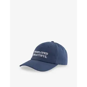 UNTIL FURTHER NOTICE Slogan Embroidered Cotton Cap - Navy
