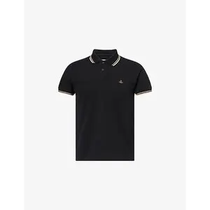 VIVIENNE WESTWOOD Classic-collar Knitted Cotton Polo T-shirt - Black
