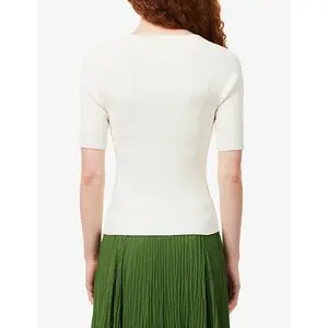 Max Mara Rib-knit V-neck Top - Ecru
