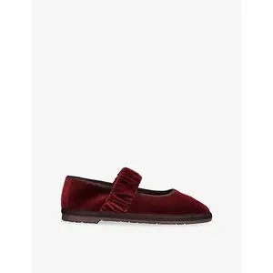 FLABELUS Mafalda Velvet Ballet Flats - Wine