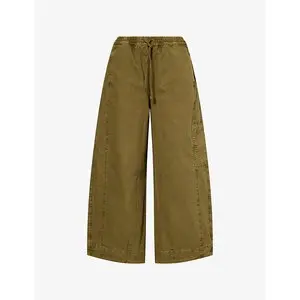 DAMSON MADDER Felix Barrel-leg Cotton-twill Trousers - Olive