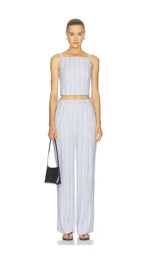 A.L.C. Striped Linen Blend Cropped Top