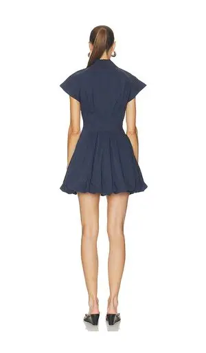 Simkhai Lirinne Short Sleeve Mini Bubble Dress - Navy