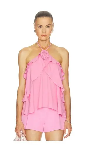 Generation Love Halterneck Blouse With Floral Accent