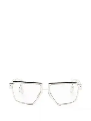 Prada Crystal Embellished Geometric Frame Glasses - Silver