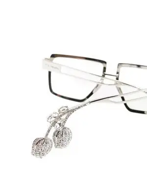 Prada Crystal Embellished Geometric Frame Glasses
