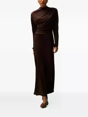 RETORI Retroflex Draped Mock Neck Maxi Dress - Brown
