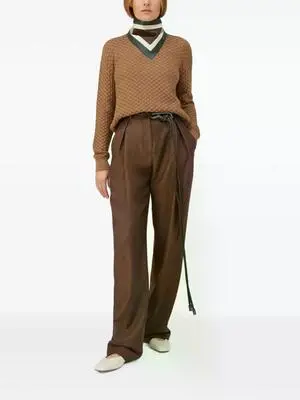 RETORI Retro Sartorial Double-pleated Wool Trousers - Brown