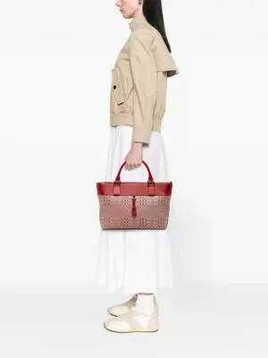 Burberry Canvas Tote With Leather Trim