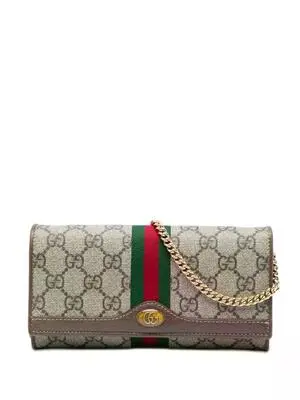 Gucci 2000-2015 Gg Supreme Web Ophidia Wallet On Chain Crossbody Bag - Neutrals