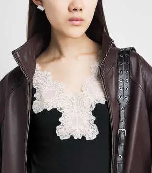 Sandro Ribbed Lace-trimmed Tank Top
