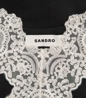 Sandro Ribbed Lace-trimmed Tank Top
