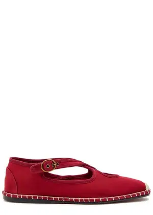 Polo Ralph Lauren Grosgrain Espadrille Mary Jane Flats - Red