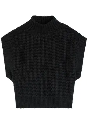 SKIIM Chunky Ribbed-knit Cashmere Vest - Black