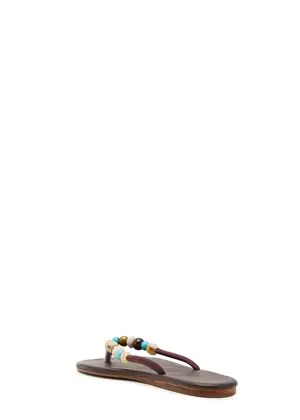ANCIENT GREEK SANDALS Beaded Leather Thong Sandals - Brown
