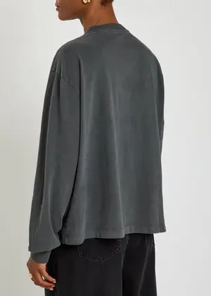 GANNI Printed Long-sleeve Cotton T-shirt - Black