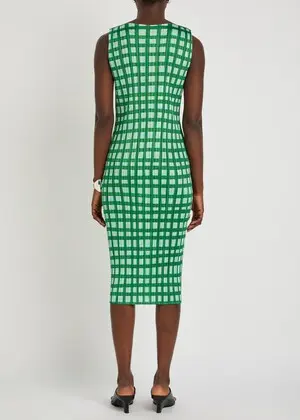 Issey Miyake Gingham Pleated Midi Dress