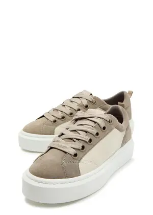CLEENS Paneled Leather And Suede Sneakers