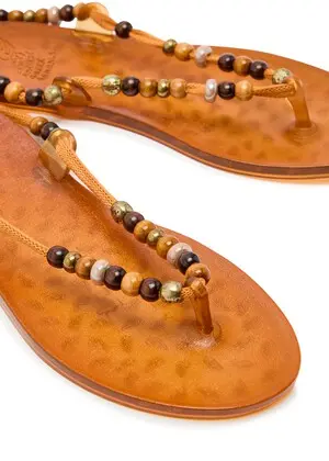 ANCIENT GREEK SANDALS Esther Beaded Jelly Sandals - Camel