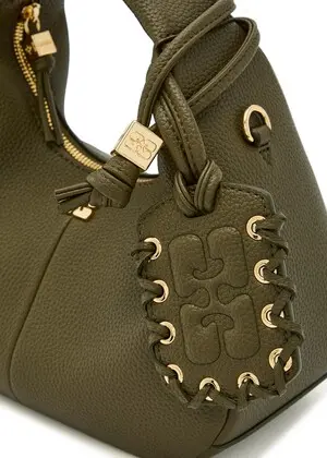 GANNI Grained Leather Hobo Mini Bag - Olive