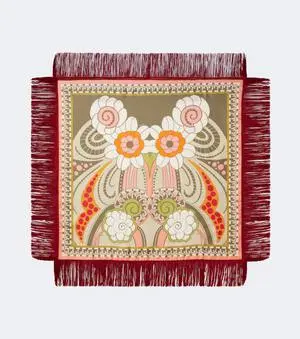 La DoubleJ Fringed Printed Silk Twill Scarf - Multicoloured