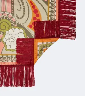 La DoubleJ Fringed Printed Silk Twill Scarf
